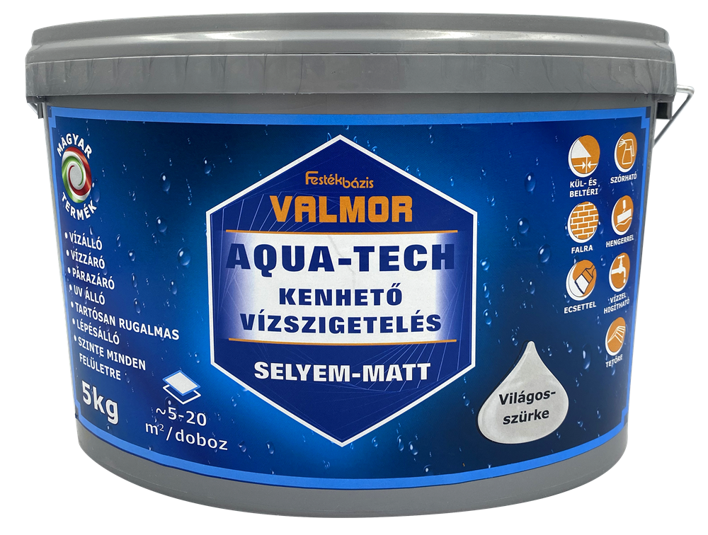 VALMOR Aqua-tech kenhető vízszigetelés világosszürke 5 kg - Anda ...